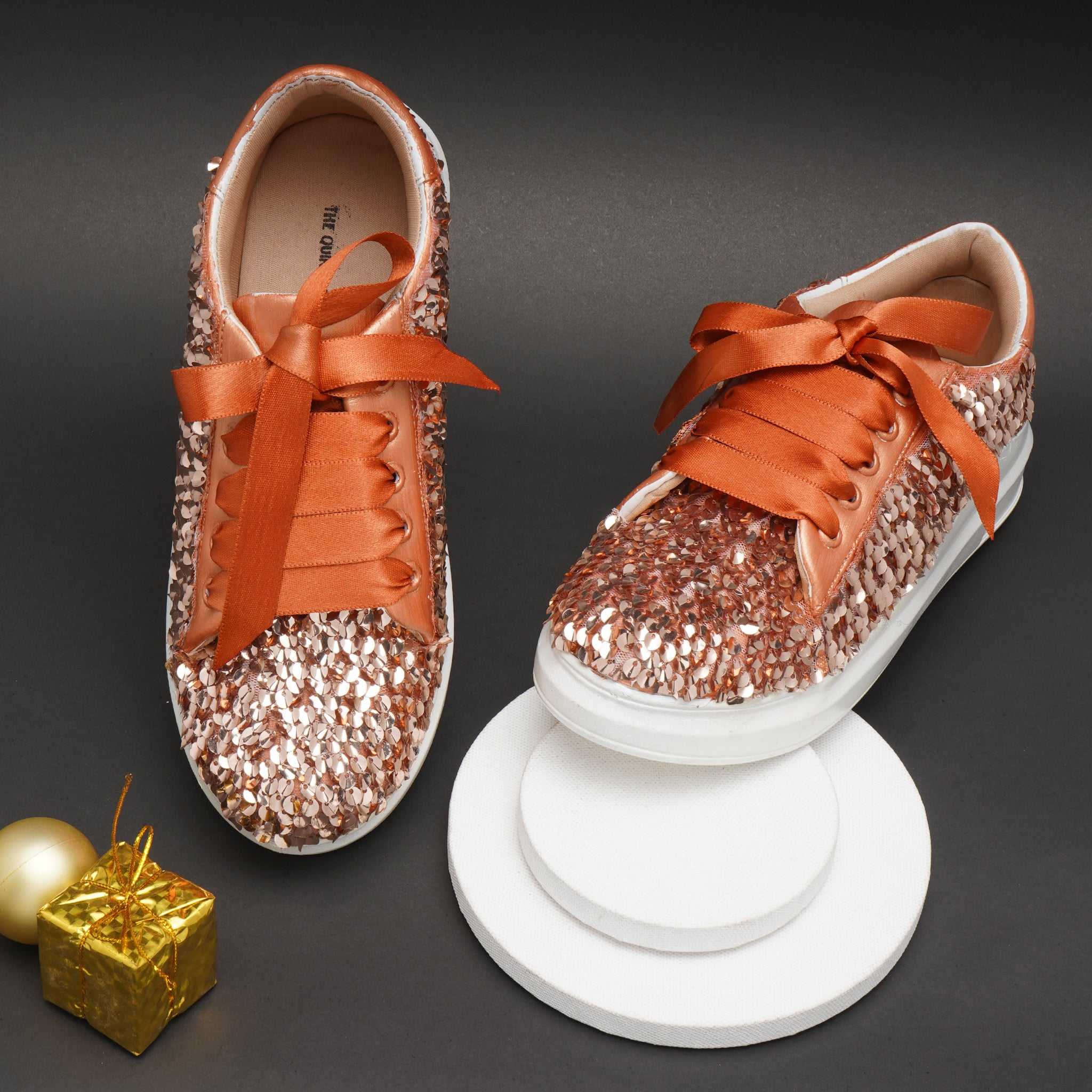 Buy Bridal shoes, Bridal Sneakers | Apricot Crush Sequin Sneakers – The ...