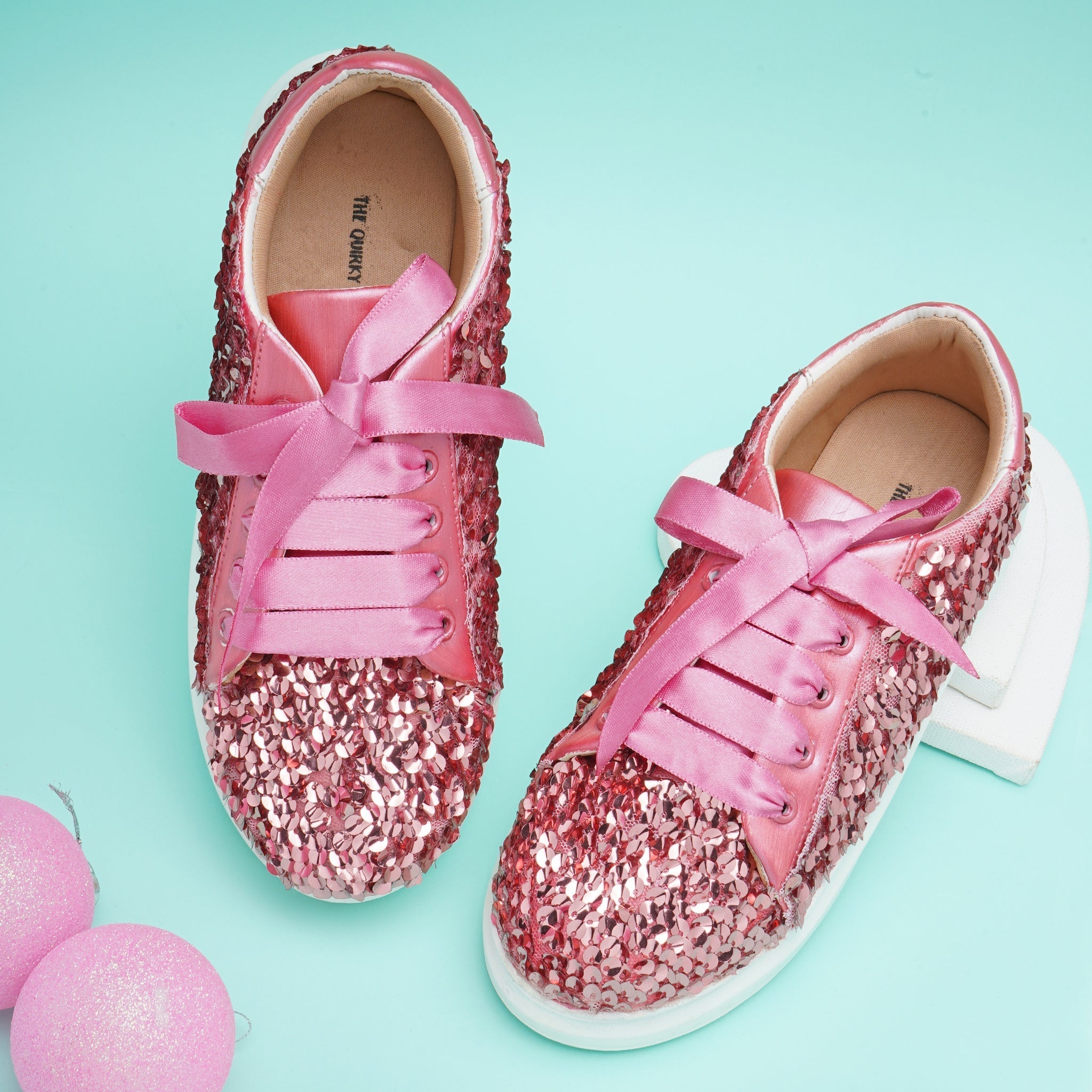 Rosette Crush Sequin Sneakers | Stylish Bridal Sneakers – The Quirky Naari